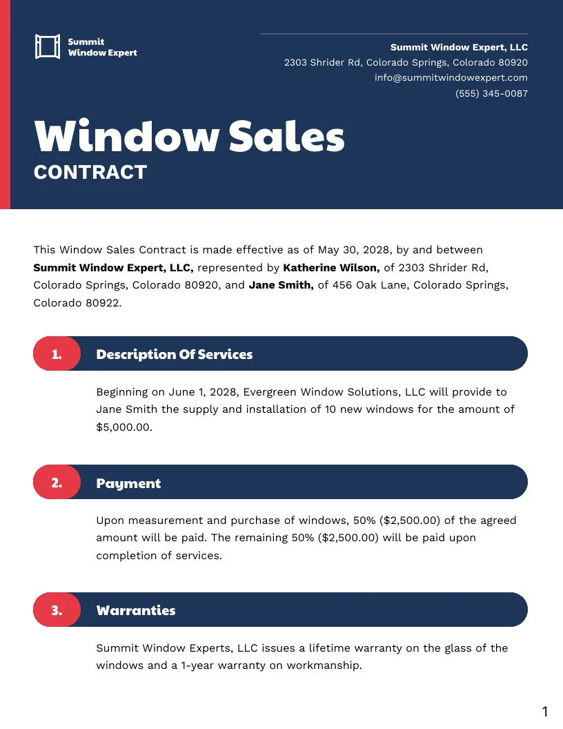 Window Sales Contract Template - Venngage