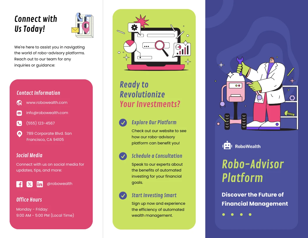 Robo-Advisory Platforms Z-Fold Brochure Template - Venngage