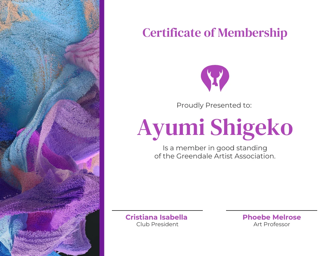 Artist Association Certificate of Membership Template - Venngage