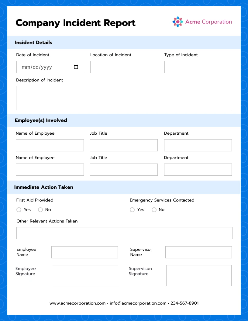 Company Incident Report Template - Venngage