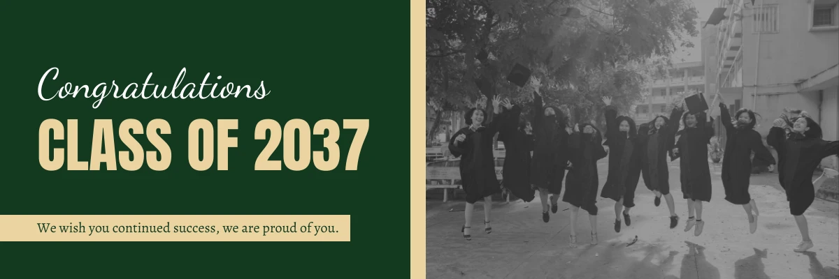 Green And Gold Modern Minimalist Class Graduation Banner - Venngage