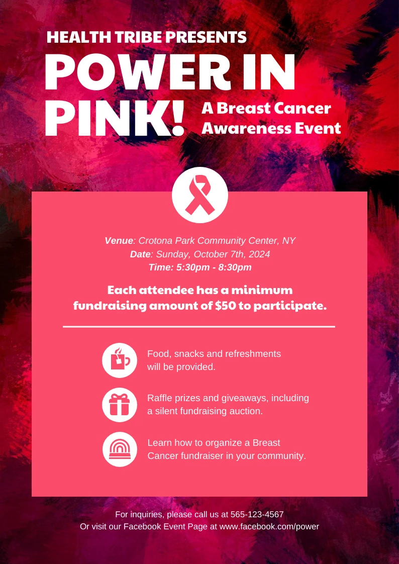 A4 Breast Cancer Nonprofit Event Poster - Venngage