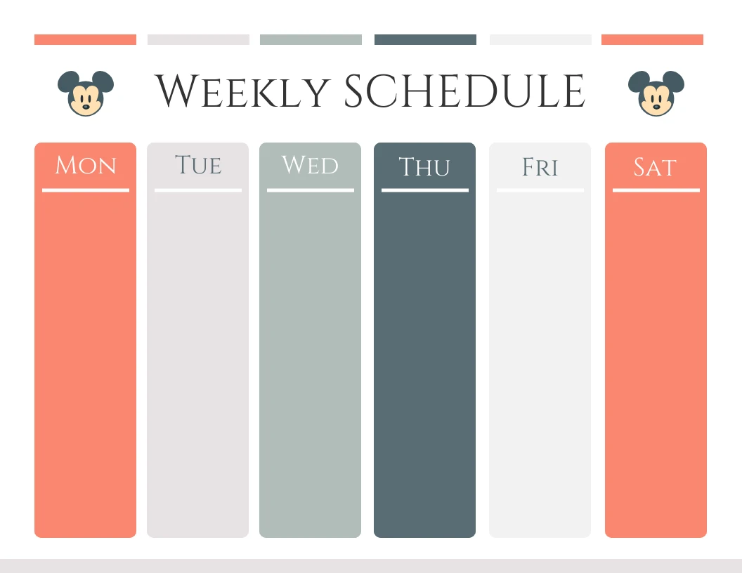 White Pastel Minimalist Weekly Schedule Template - Venngage
