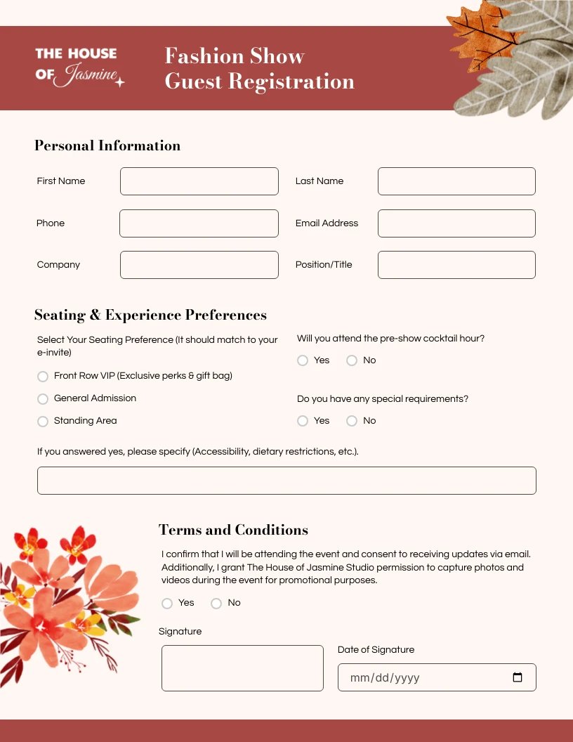 Workshop Registration Form Sample Template - Venngage