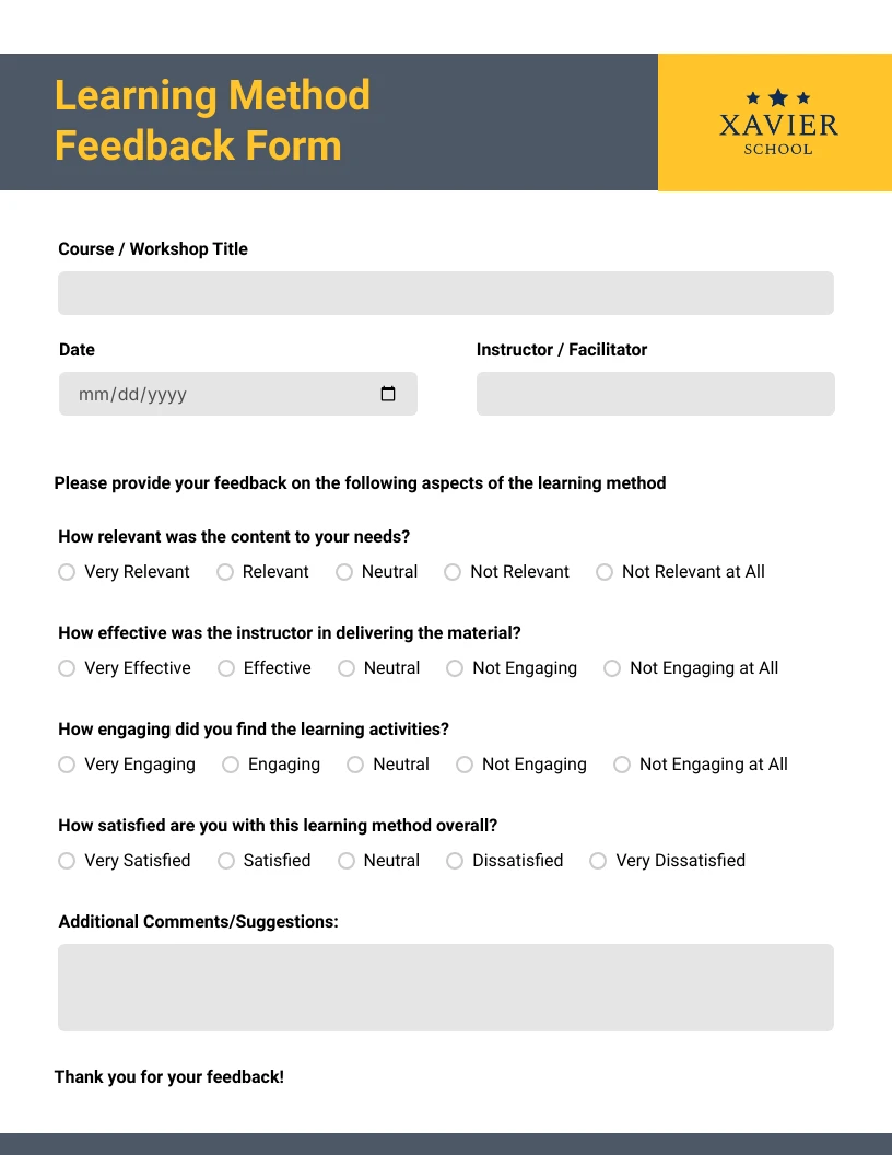 Navy and Yellow Minimalist Feedback Forms - Venngage