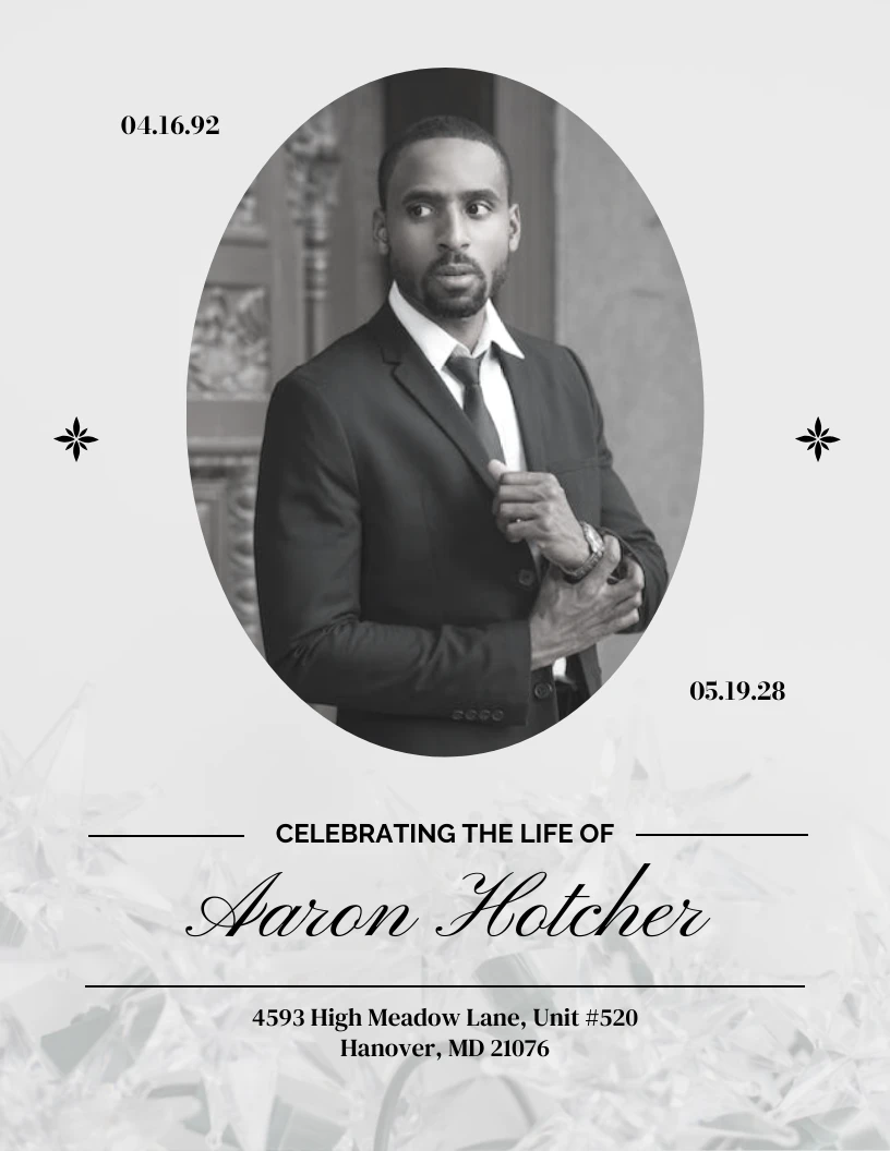 Black and White Funeral Notice Poster - Venngage