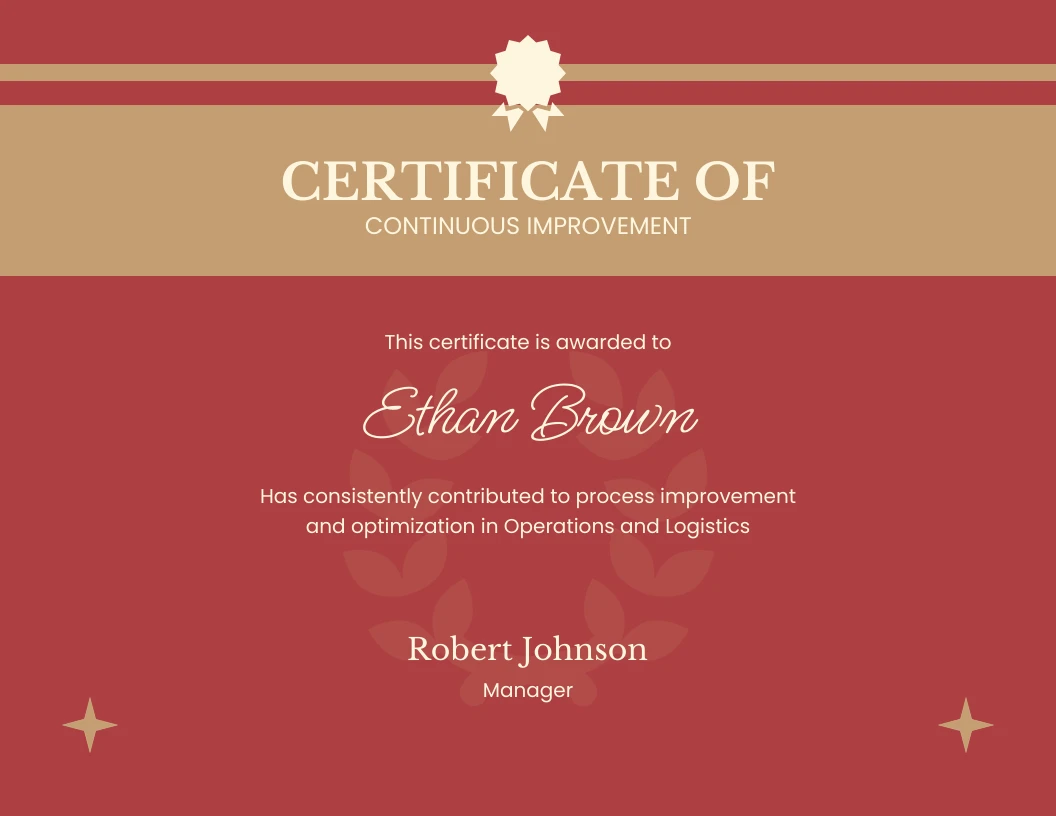 Operations and Logistics Process Improvement Certificate Template ...