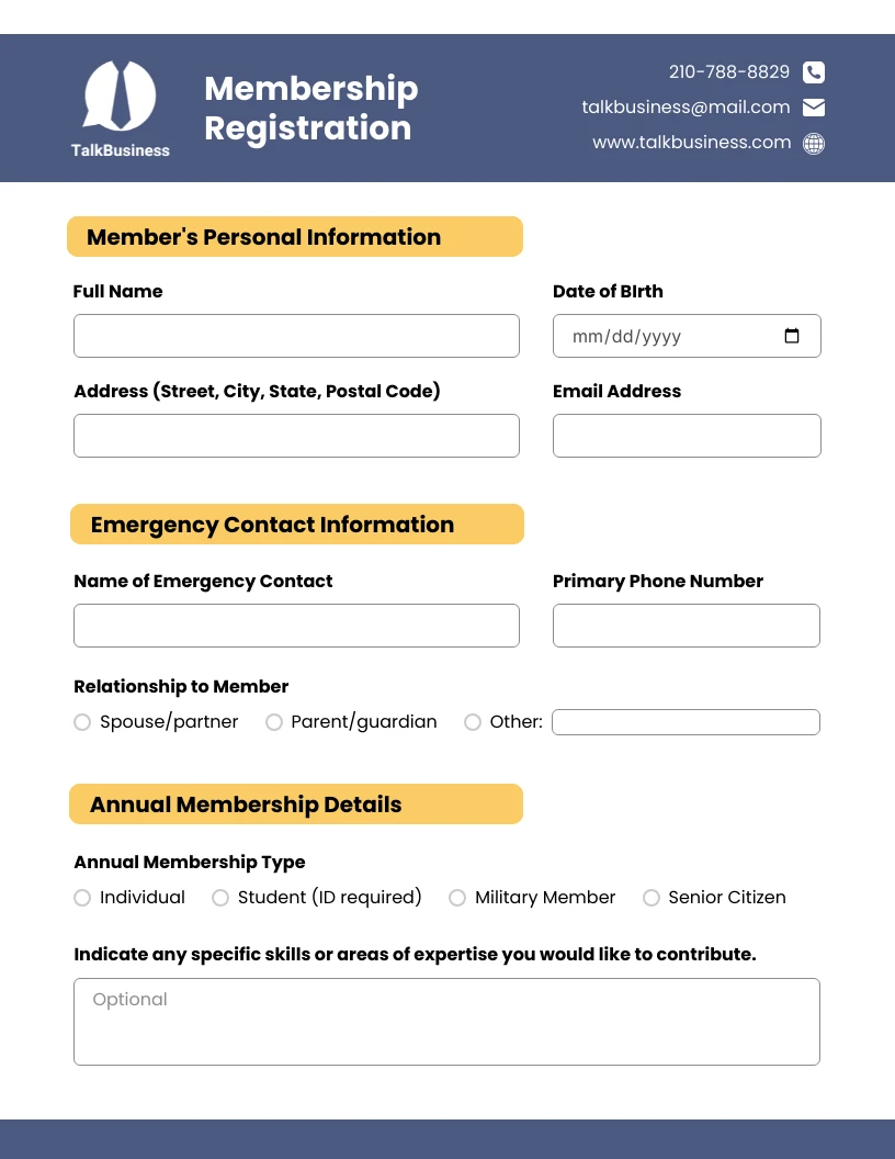 Society Membership Form Template - Venngage