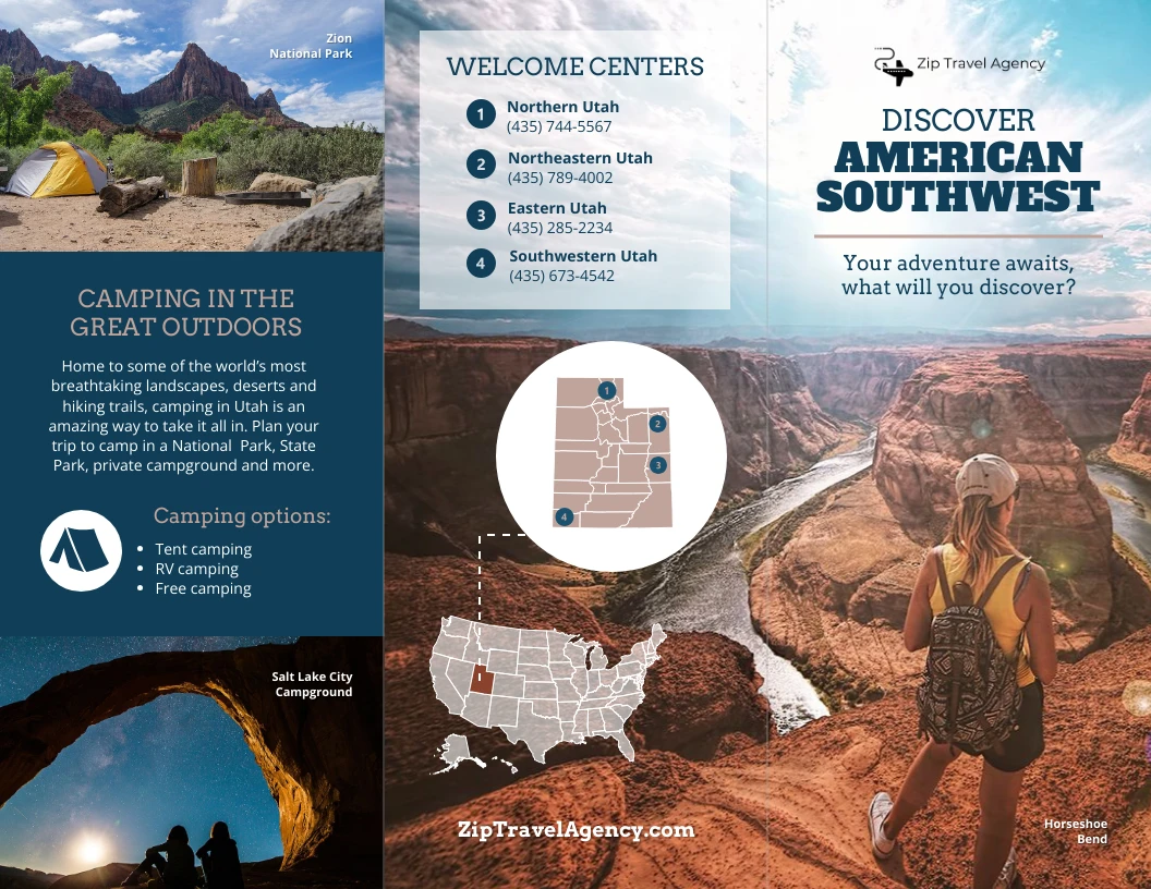 Utah Travel Tri Fold Brochure Template - Venngage