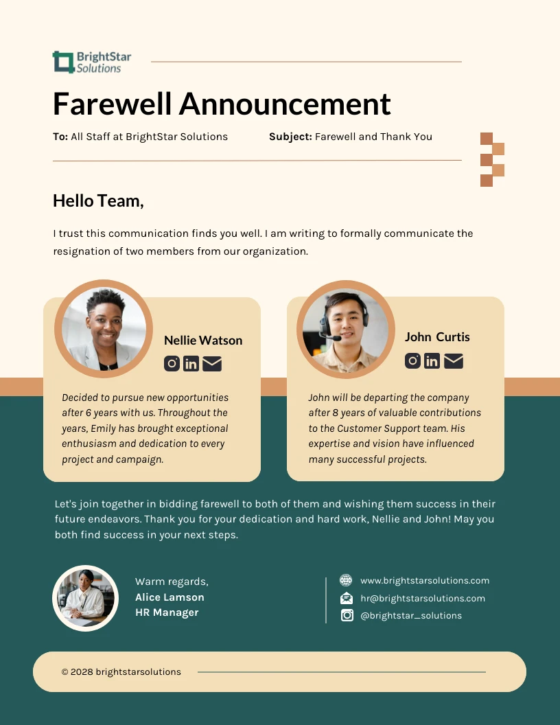 Farewell Announcement Email Newsletter Template - Venngage