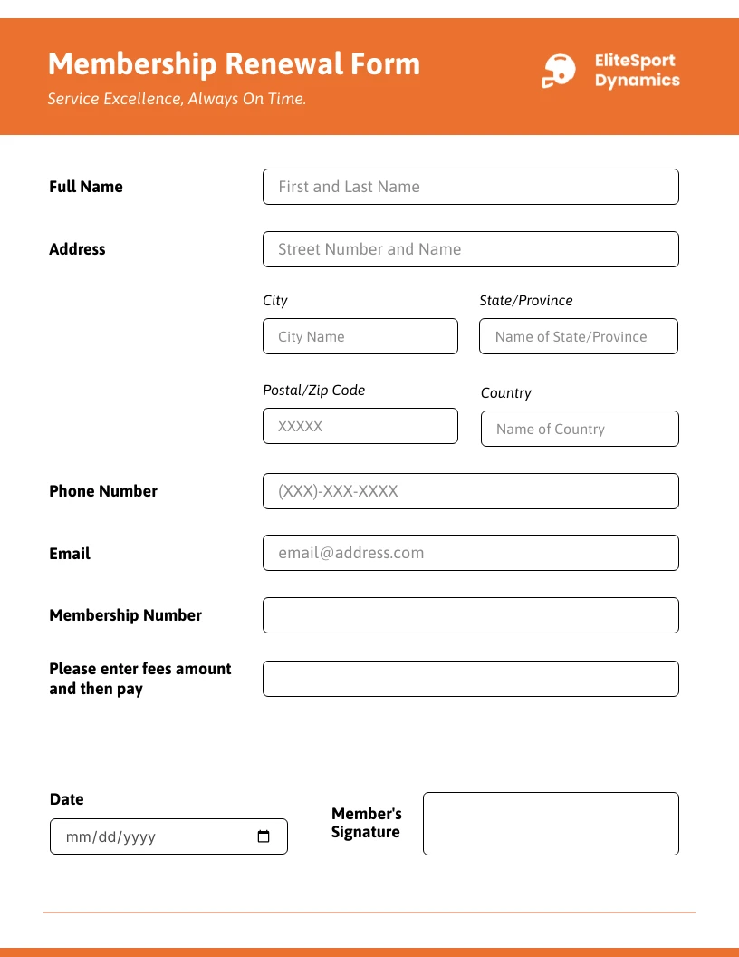 Membership Form Template - Venngage