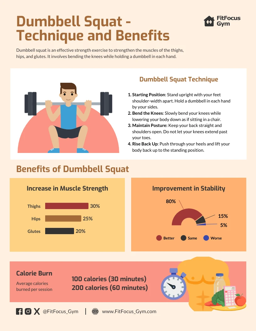 Dumbbell Squat Techniques and Benefits for Fitness Infographic - Venngage