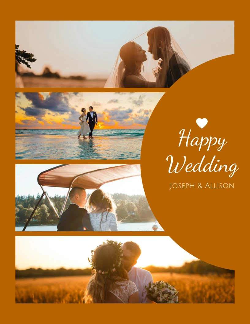 Brown Simple Happy Wedding Photo Collages - Venngage