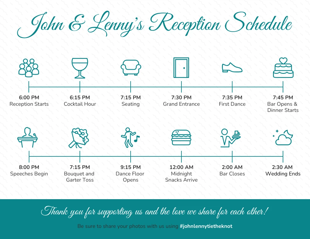 Simple Icon Reception Timeline - Venngage