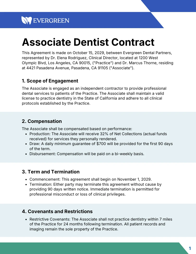 Associate Dentist Contract Template - Venngage
