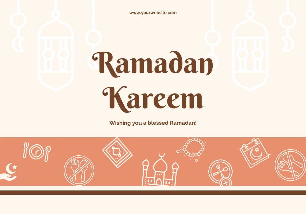 Beige And Cream Simple Ramadan Card - Venngage