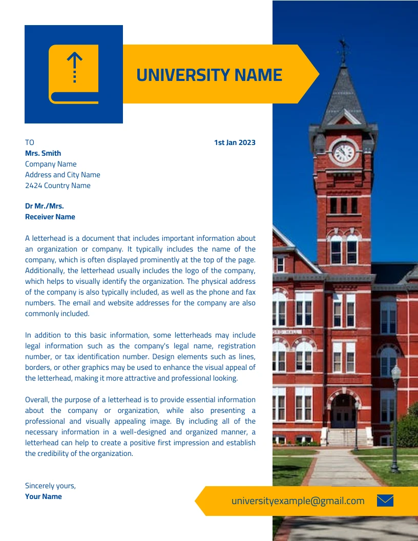White And Blue Simple Professional University Letterhead Template ...