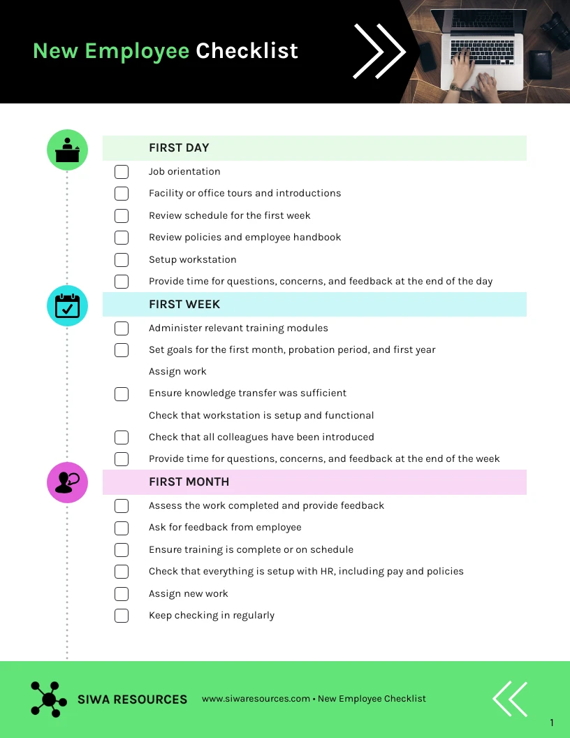 New Employee Checklist Template - Venngage
