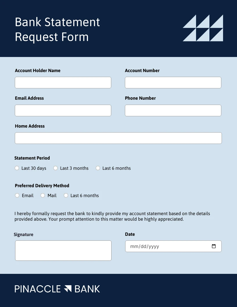 Simple Navy Banking Form - Venngage