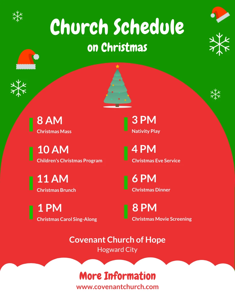Church Schedule On Christmas Template Venngage