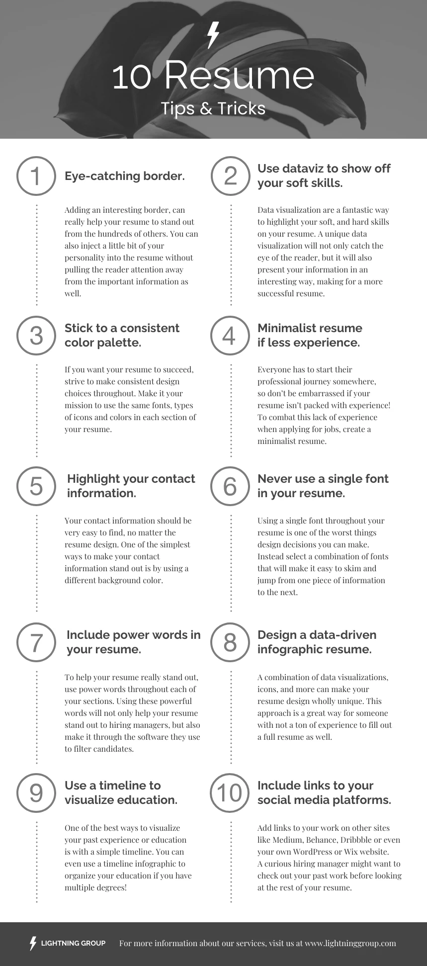 Minimalist Tundora Resume Tips Infographic Template - Venngage