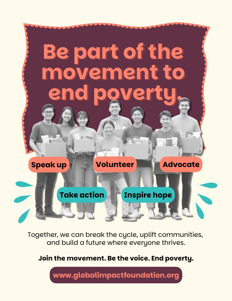 Poverty Awareness Campaign Poster Template - Venngage