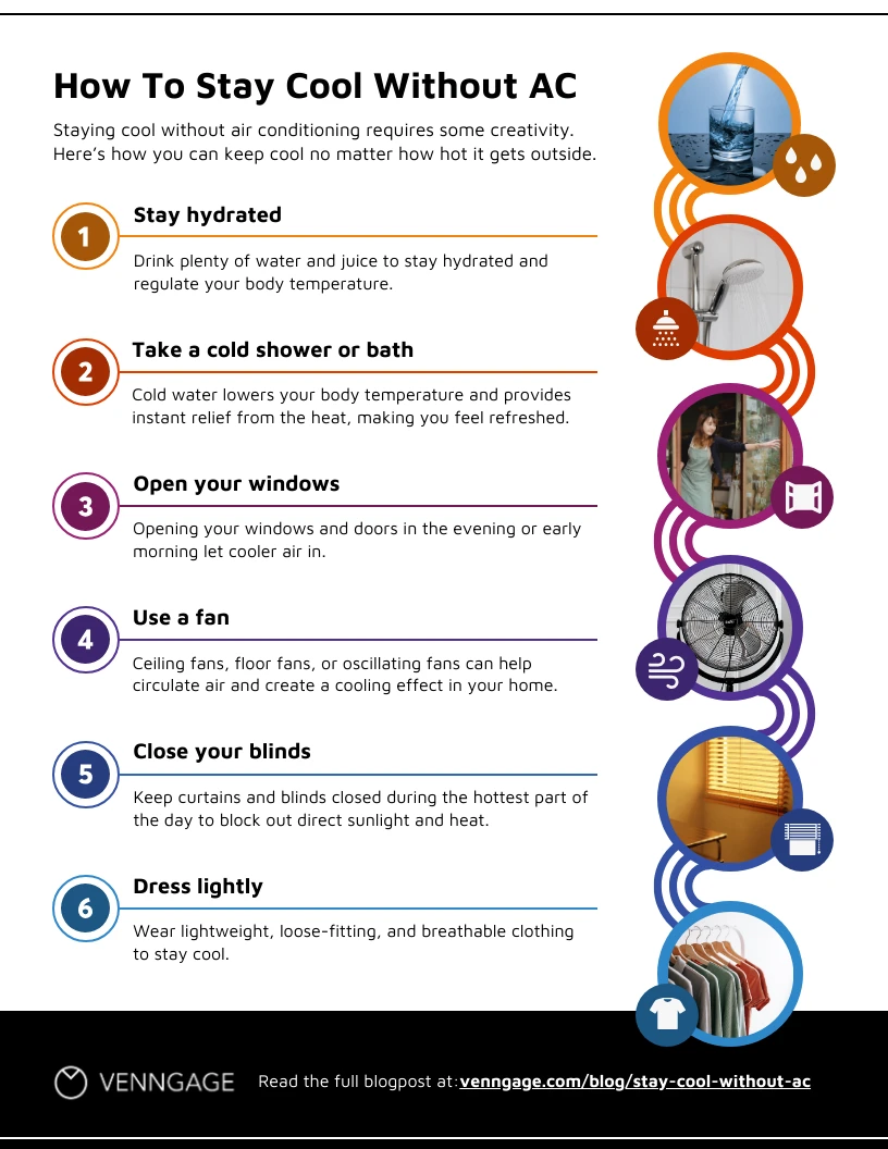 How To Stay Cool Without Air Conditioning Infographic Template Venngage