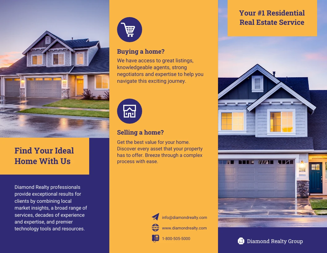 Residential Real Estate Tri Fold Brochure Template - Venngage