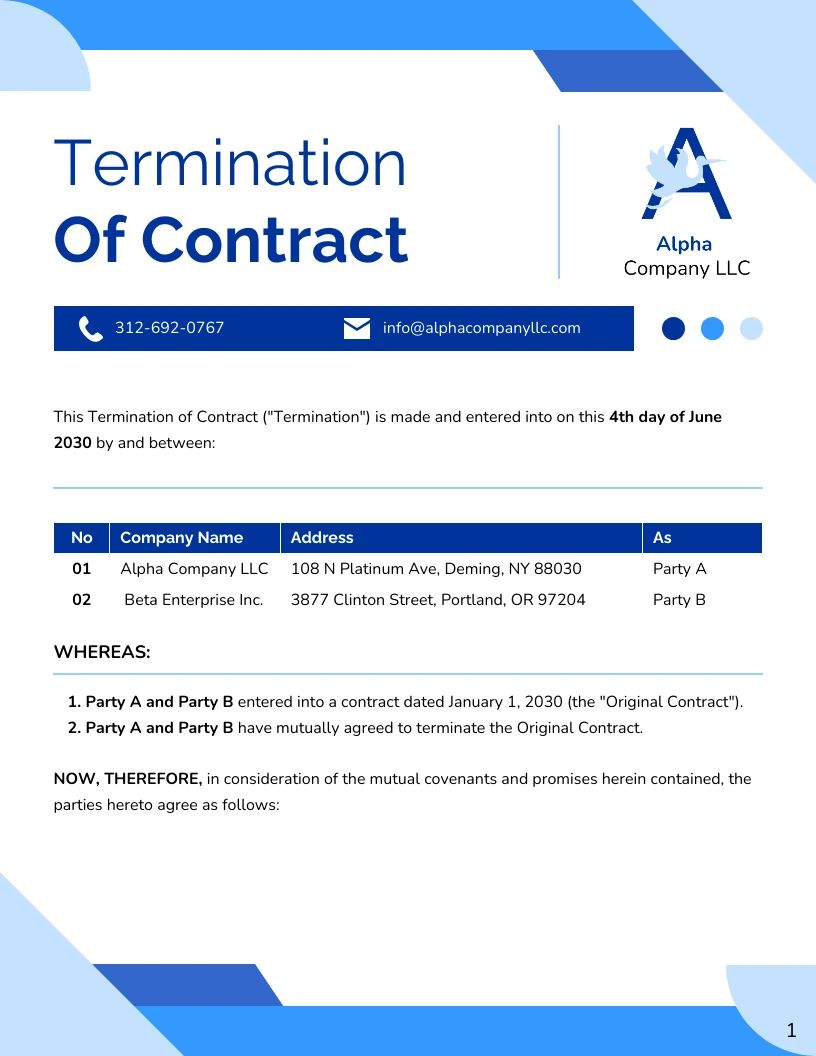 Termination Of Contract Template - Venngage