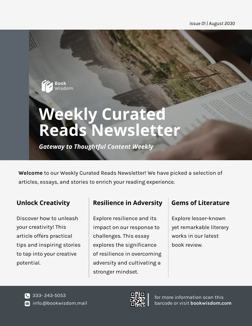 Weekly Curated Reads Newsletter Template - Venngage