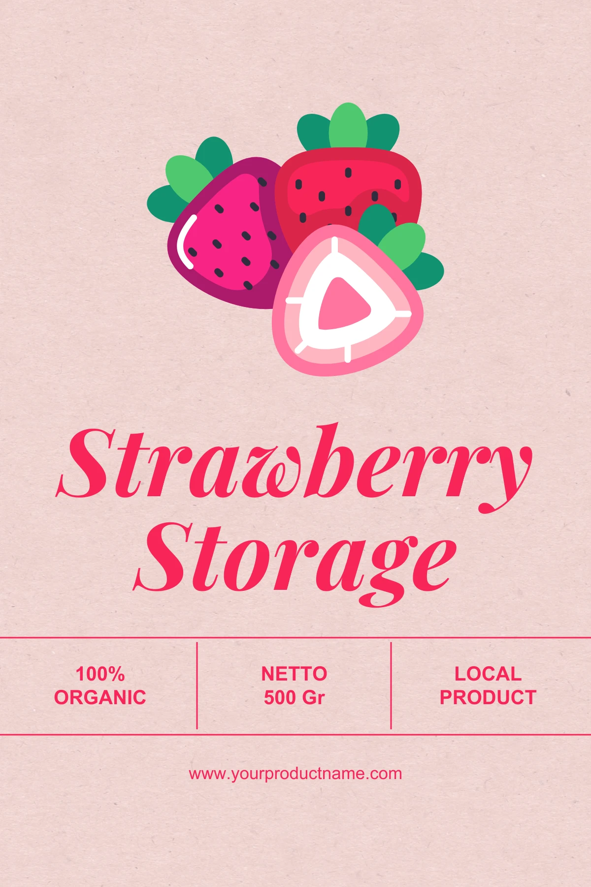 Baby Pink Modern Texture Strawberry Storage Label - Venngage