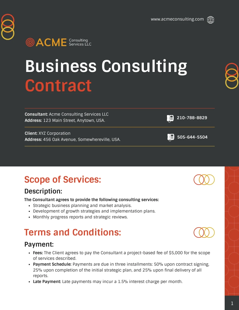Business Consulting Contract Template - Venngage