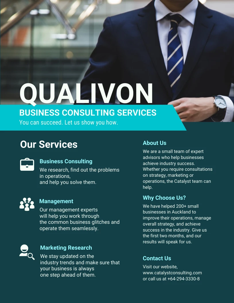 Business Consulting Services Flyer Template - Venngage