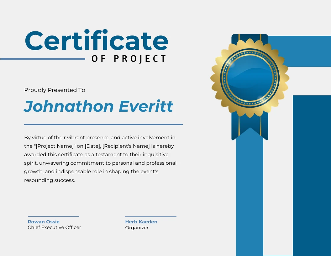 Light Gray Blue Certificate for A Project Template - Venngage