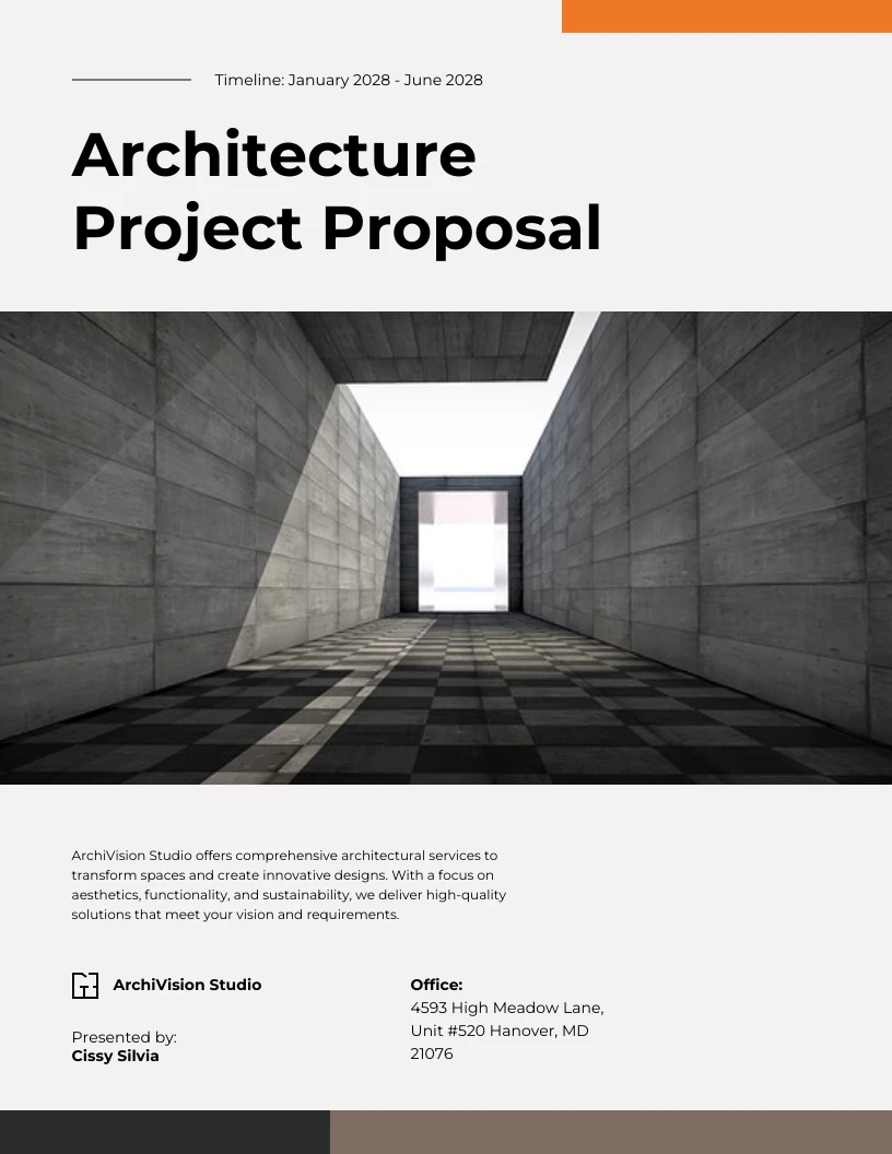 Brown & Orange Color Simple Professional Proposal Template - Venngage