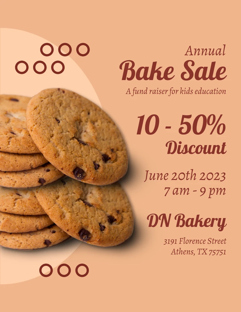 Bake Sale Fundraising for Kids Education Flyer Template - Venngage