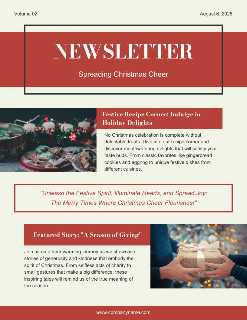 Beige Red Modern Christmas Newsletter Template - Venngage