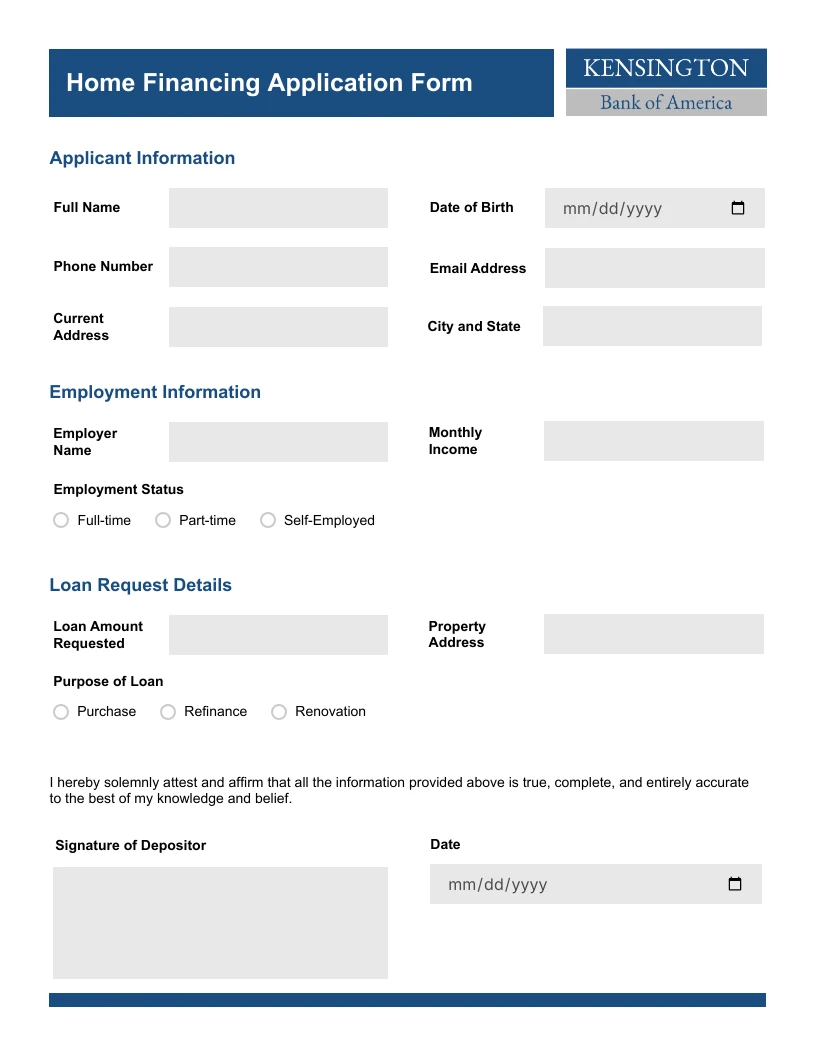 Simple Blue And White Banking Form - Venngage