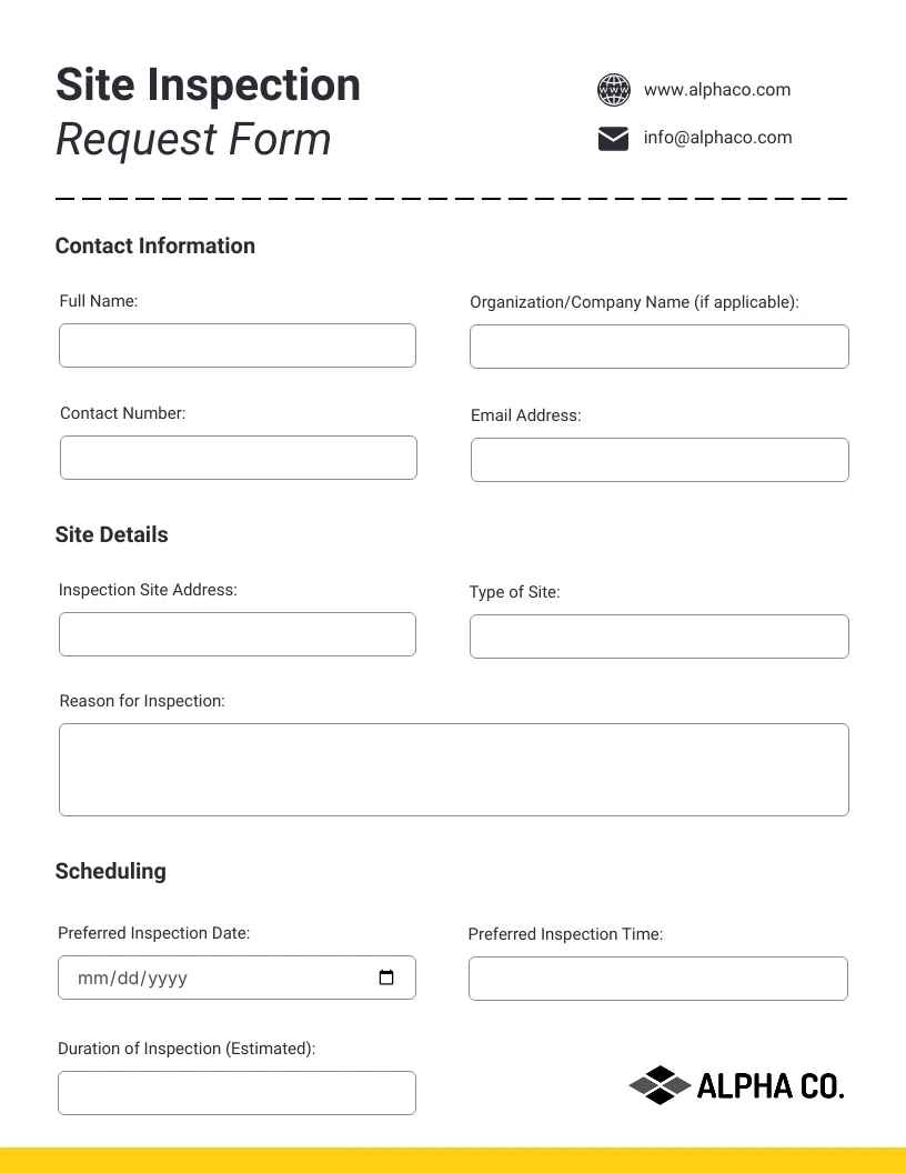 White Buttercup Construction Form Template - Venngage