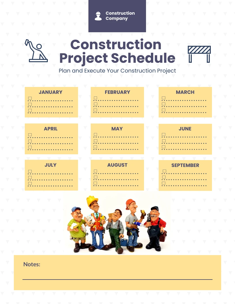 White And Light Yellow Simple Construction Project Schedule Template ...