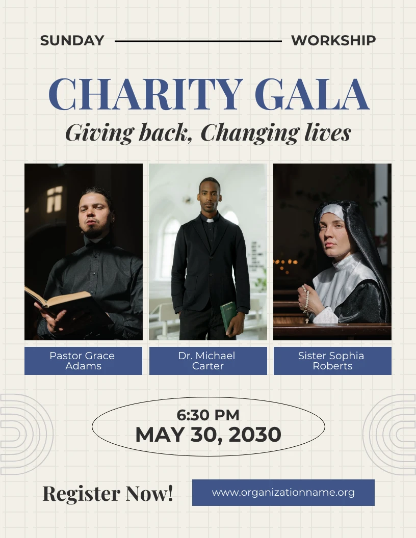 Light Grey And Blue Modern Church Charity Poster - Venngage