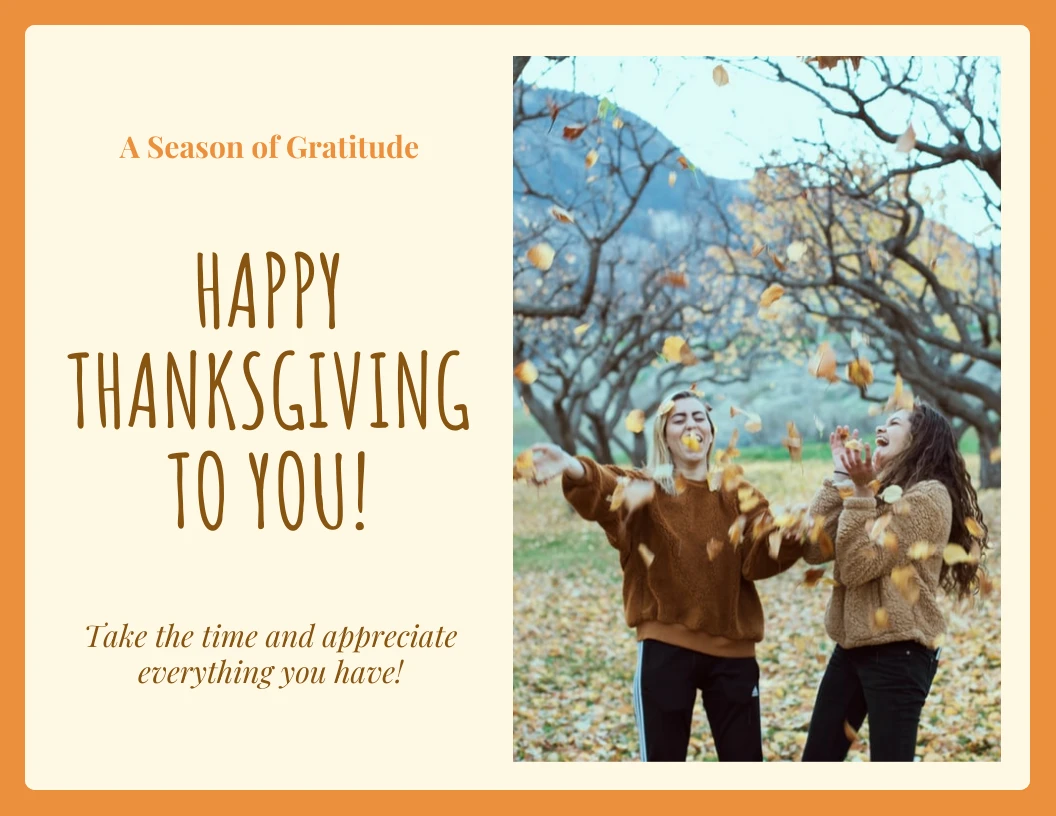 Fall Friends Photo Thanksgiving Card - Venngage