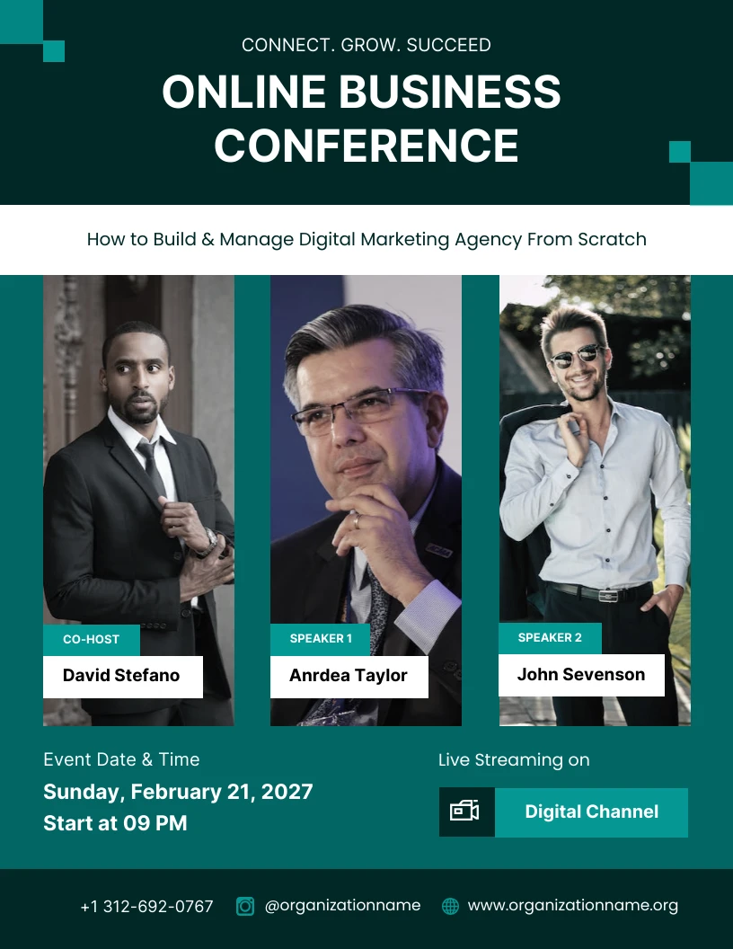 Online Business Conference Flyer Template - Venngage
