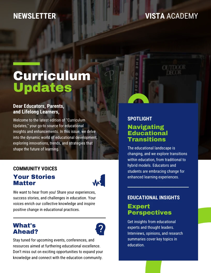 Curriculum Updates Newsletter Template - Venngage