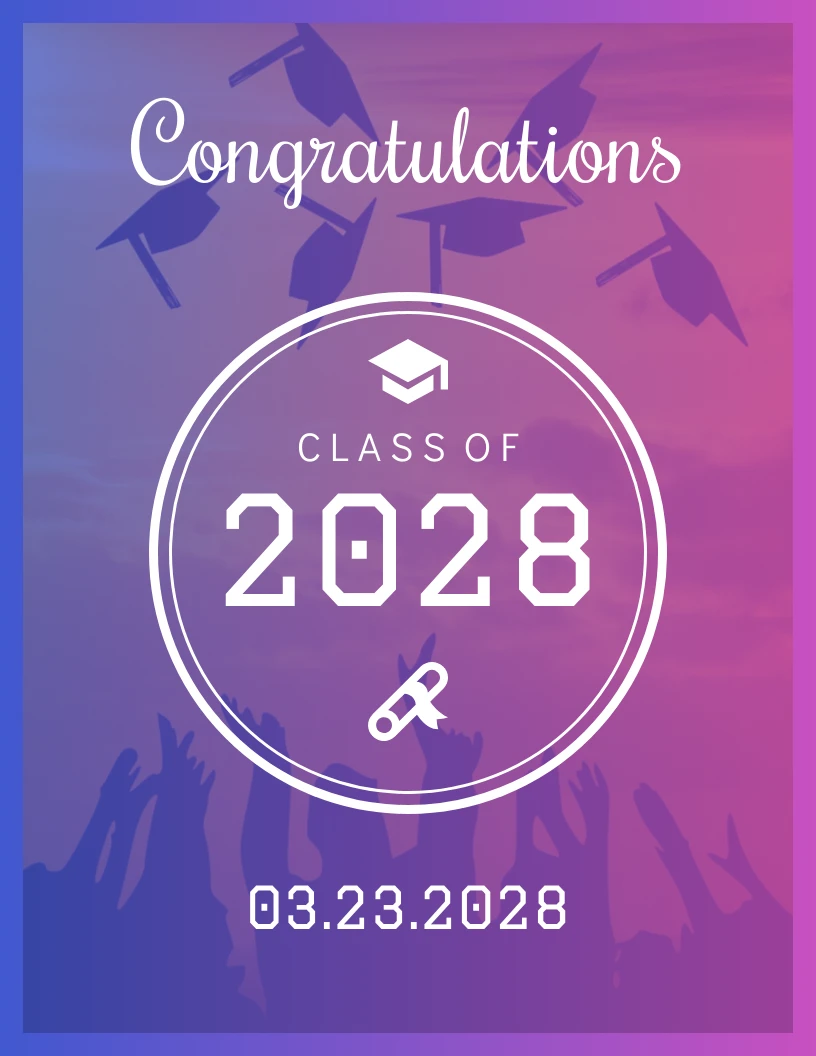 Purple Gradient Graduation Card - Venngage