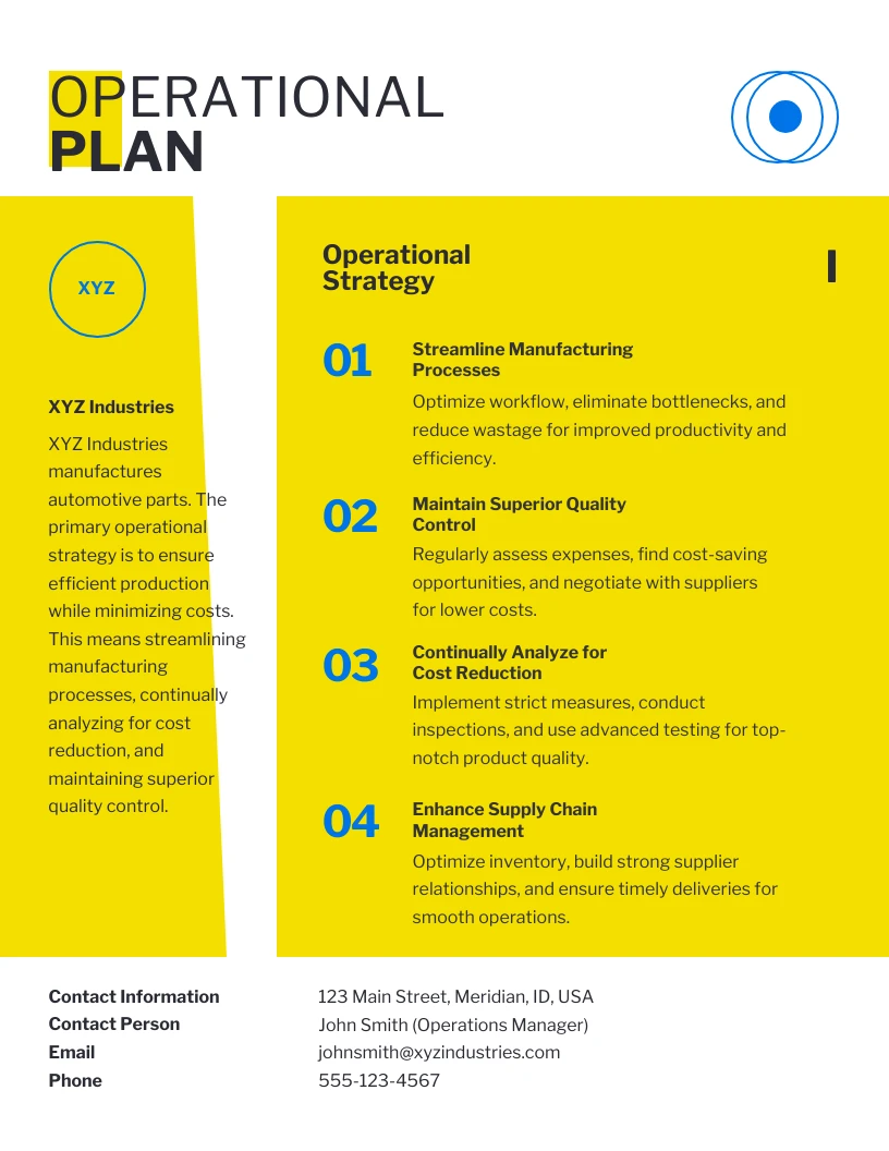 Yellow Operational Plan Template - Venngage