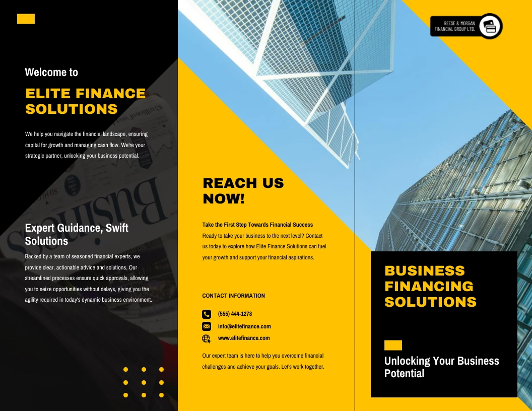 Business Financing Solutions Brochure Template - Venngage