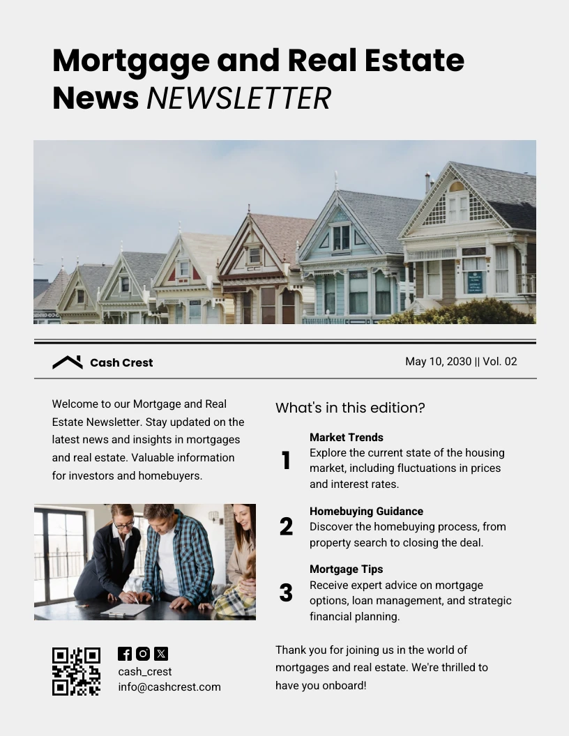 Mortgage Real Estate News Newsletter Template - Venngage