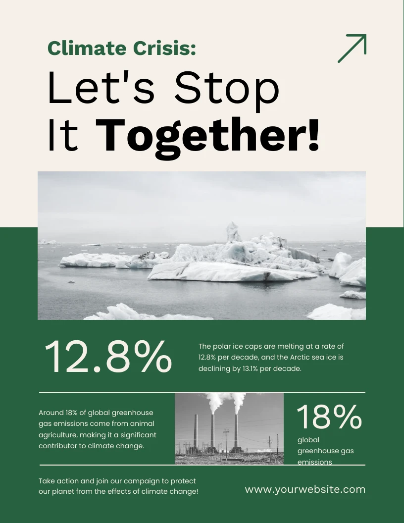 Green and Cream Climate Change Poster - Venngage
