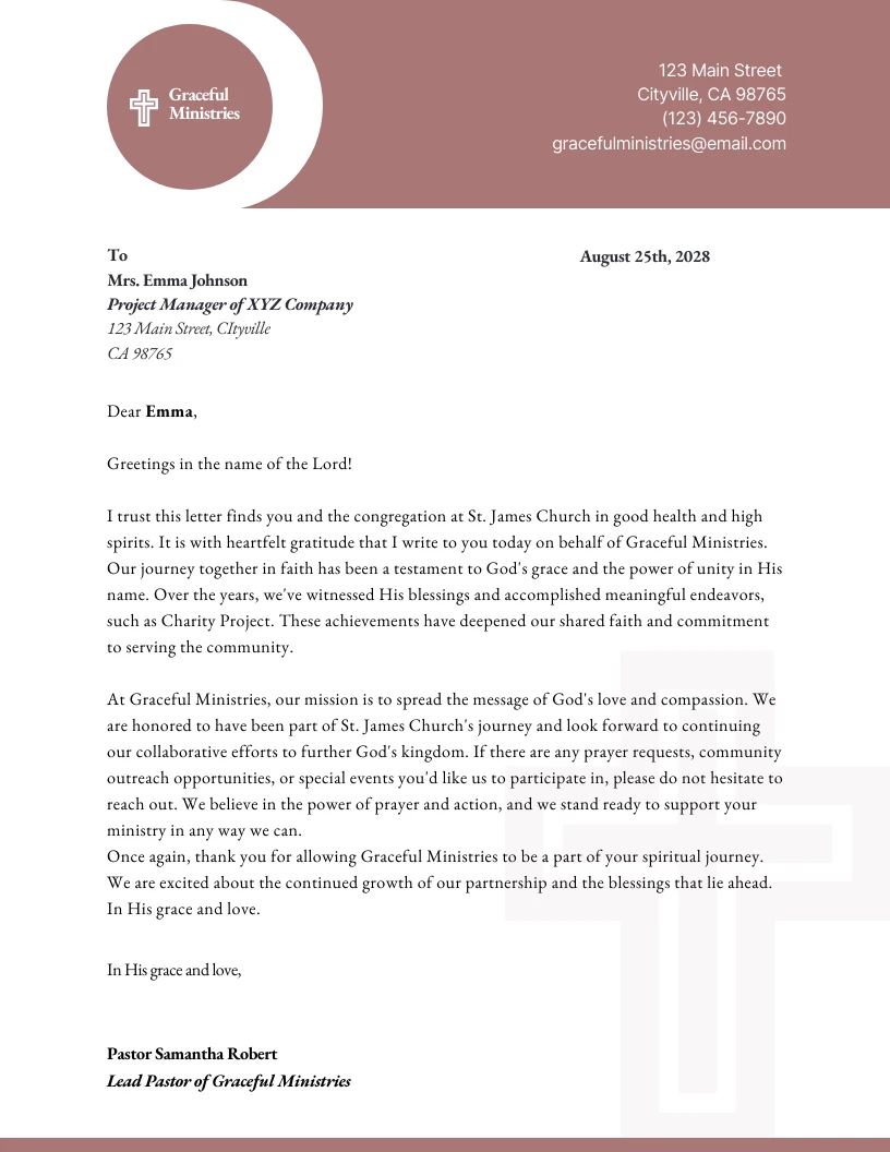 Simple Peach Church Letterhead - Venngage